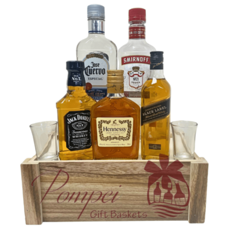 Sample Box Liquor Gift Basket - Pompei Gift Baskets